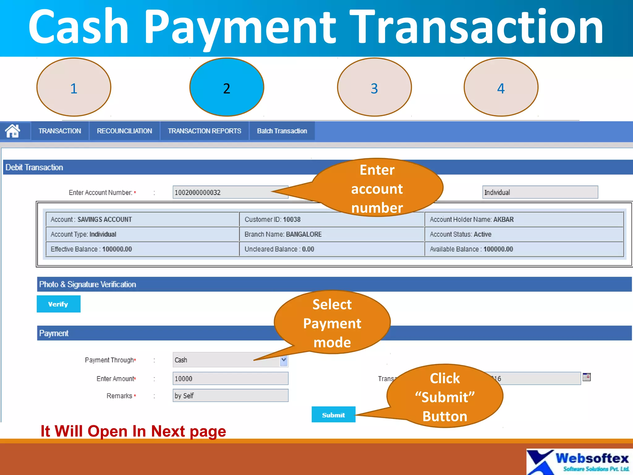 Websoftex Nidhi Company Banking Software demo - Cash Payment ...