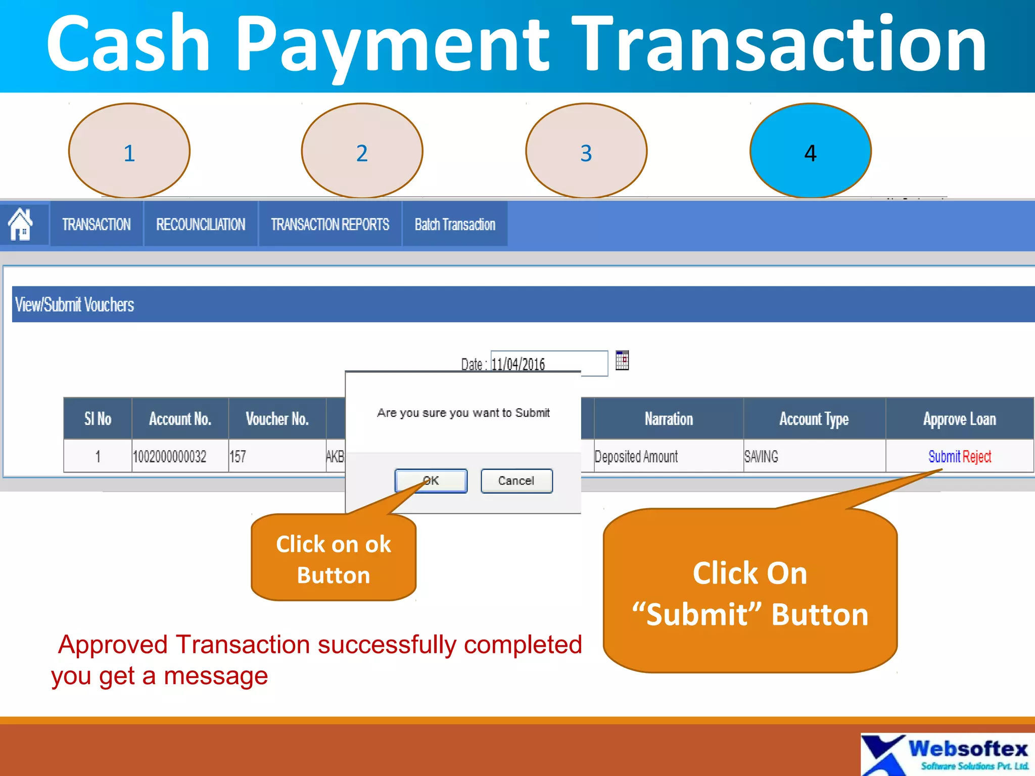 Websoftex Nidhi Company Banking Software demo - Cash Payment ...