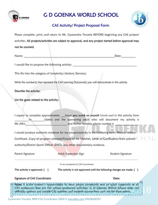 IBDP CAS handbook GD Goenka World School 2009 -11 | PDF