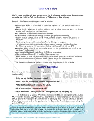 IBDP CAS handbook GD Goenka World School 2009 -11 | PDF
