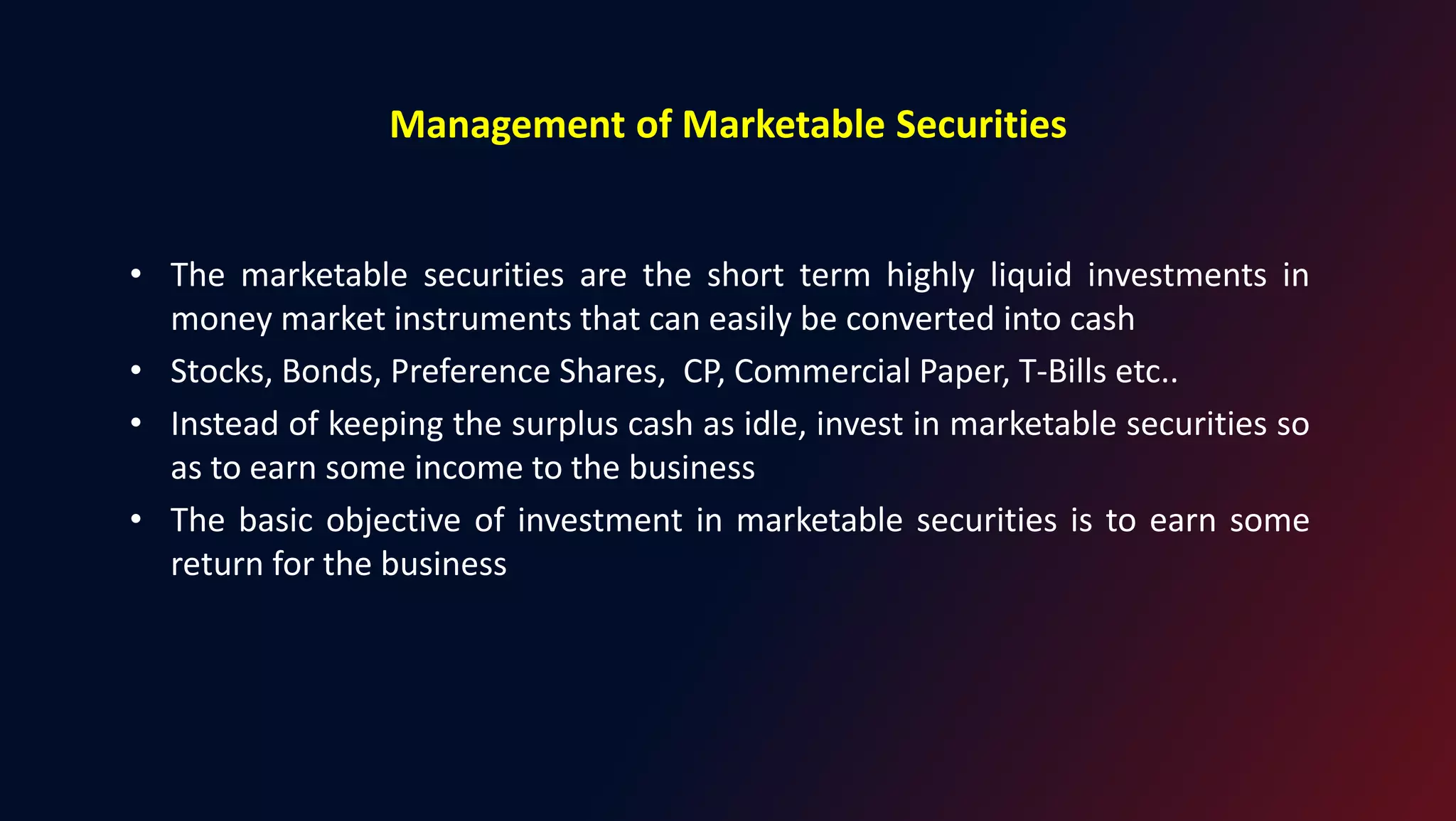 Cash and marketable securities management | PPTX
