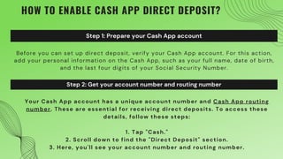 how to enable cash app direct deposit? | PDF | Business Banking & Finance | Business
