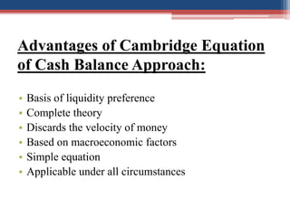 Cash balance approach of quantity theory of money | PPTX