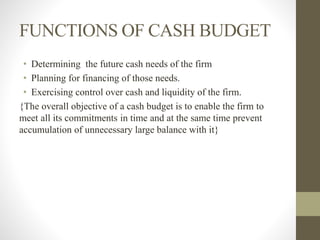 Cash budget | PPT