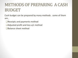 Cash budget | PPT