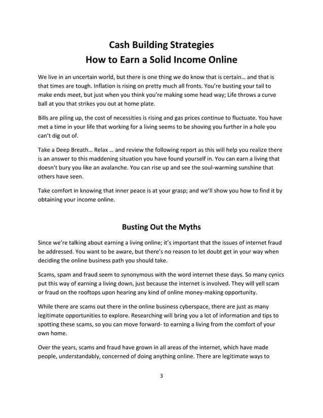 Cash building strategies | PDF | Internet Safety | Parenting