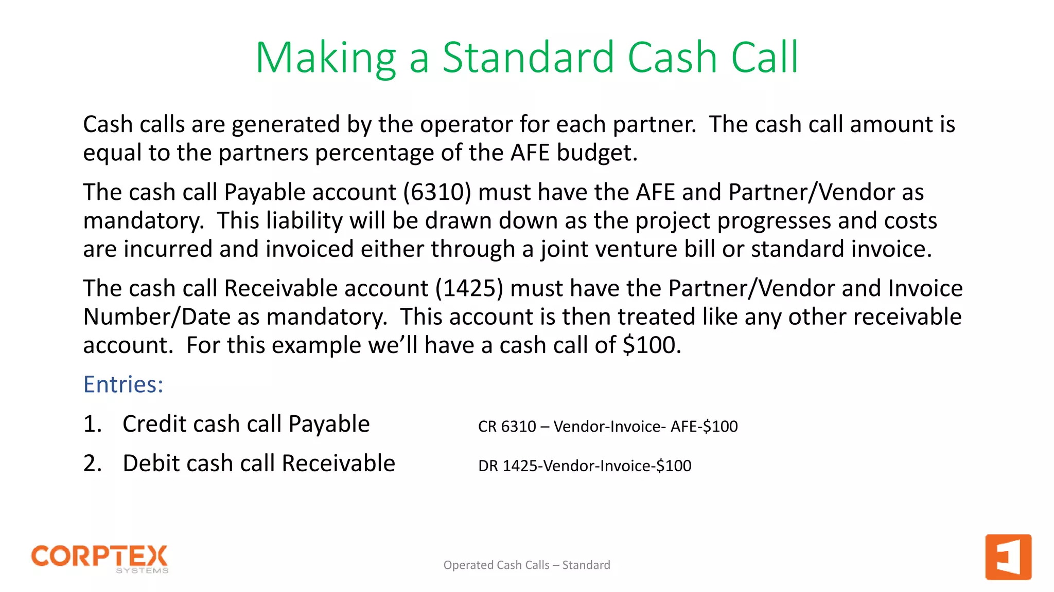 Operated Cash Calls, a How to | PPTX