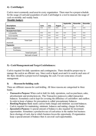 Cash conversion cycle, cash budget | DOCX