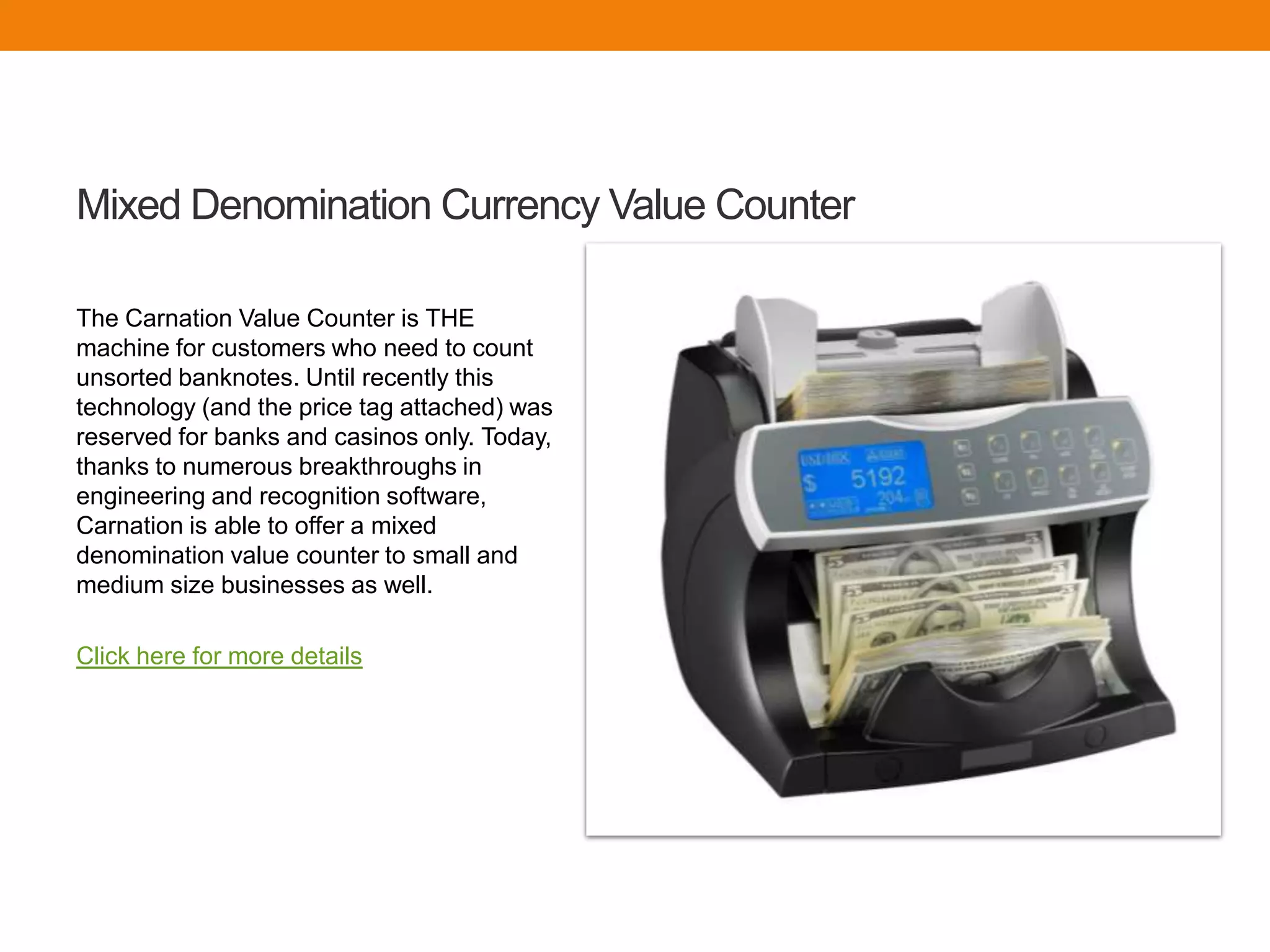 High-Quality Cash Counting Machines | Carnation Enterprise | PPTX