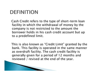 Cash credit presnetation | PDF