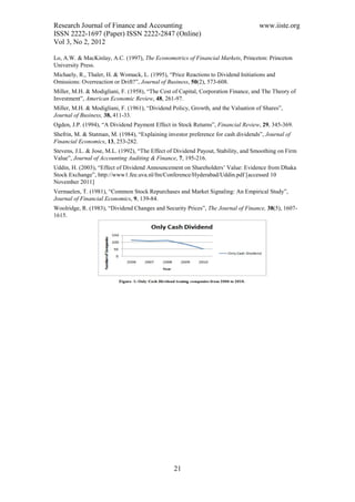 Cash dividend announcement effect evidence from dhaka stock exchange | PDF