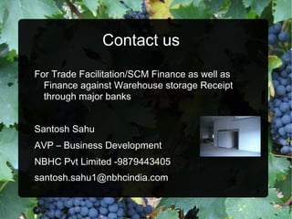 Cashew warehouse receipt cold storage receipt finance | PPT