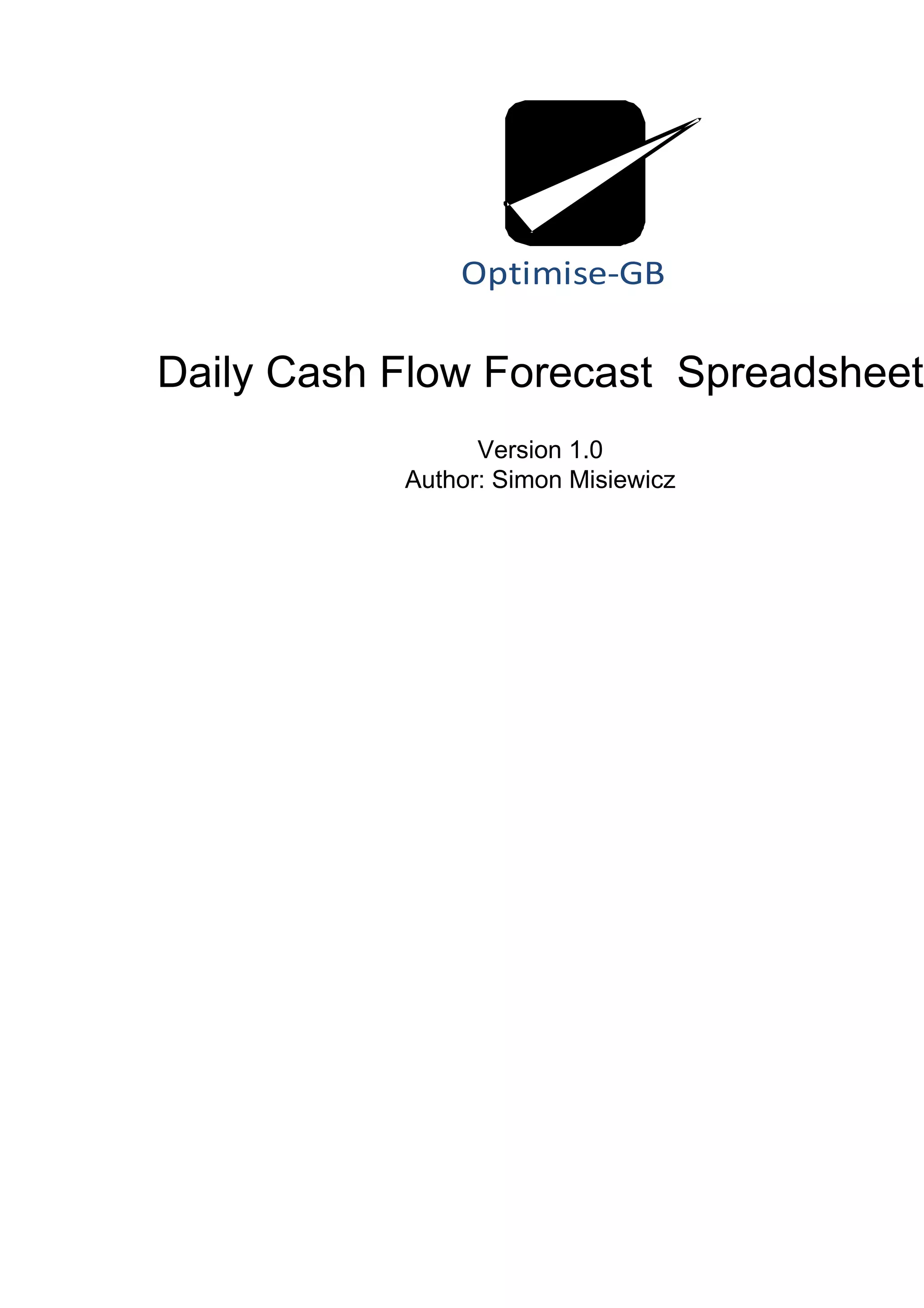 Cash Flow - Excel Spreadsheet Template | XLS