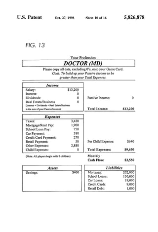 Cashflow 101 Board Game Gesigns + Patents [Kiyosaki] | PDF