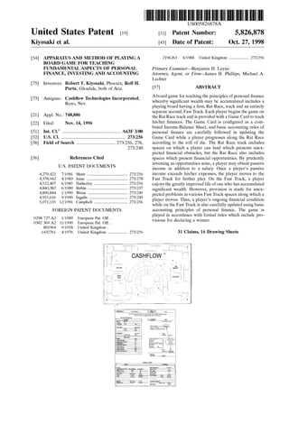 Cashflow 101 Board Game Gesigns + Patents [Kiyosaki] | PDF