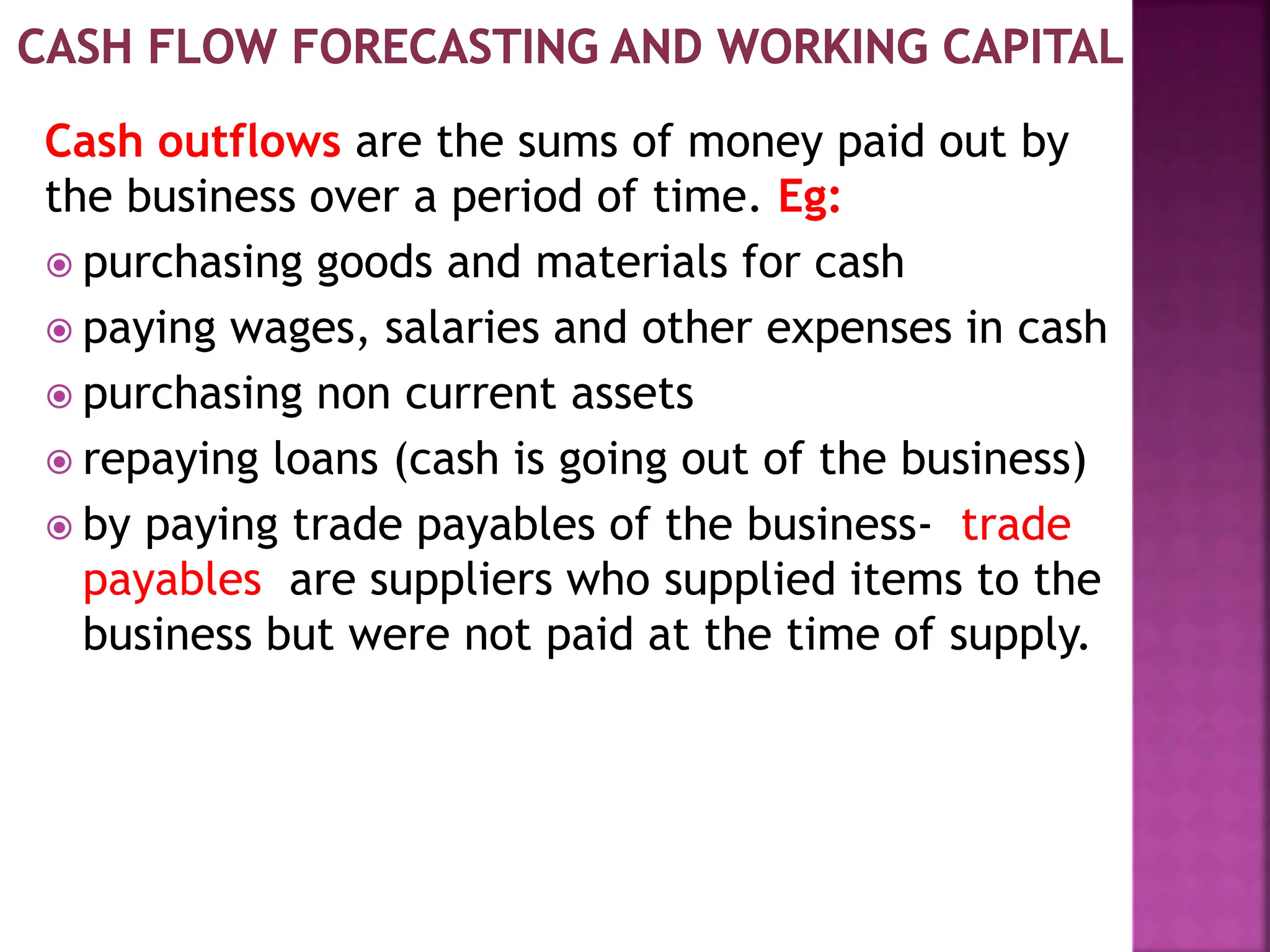 Cash flow forecasting and working capital.pptx | Business Accounting ...