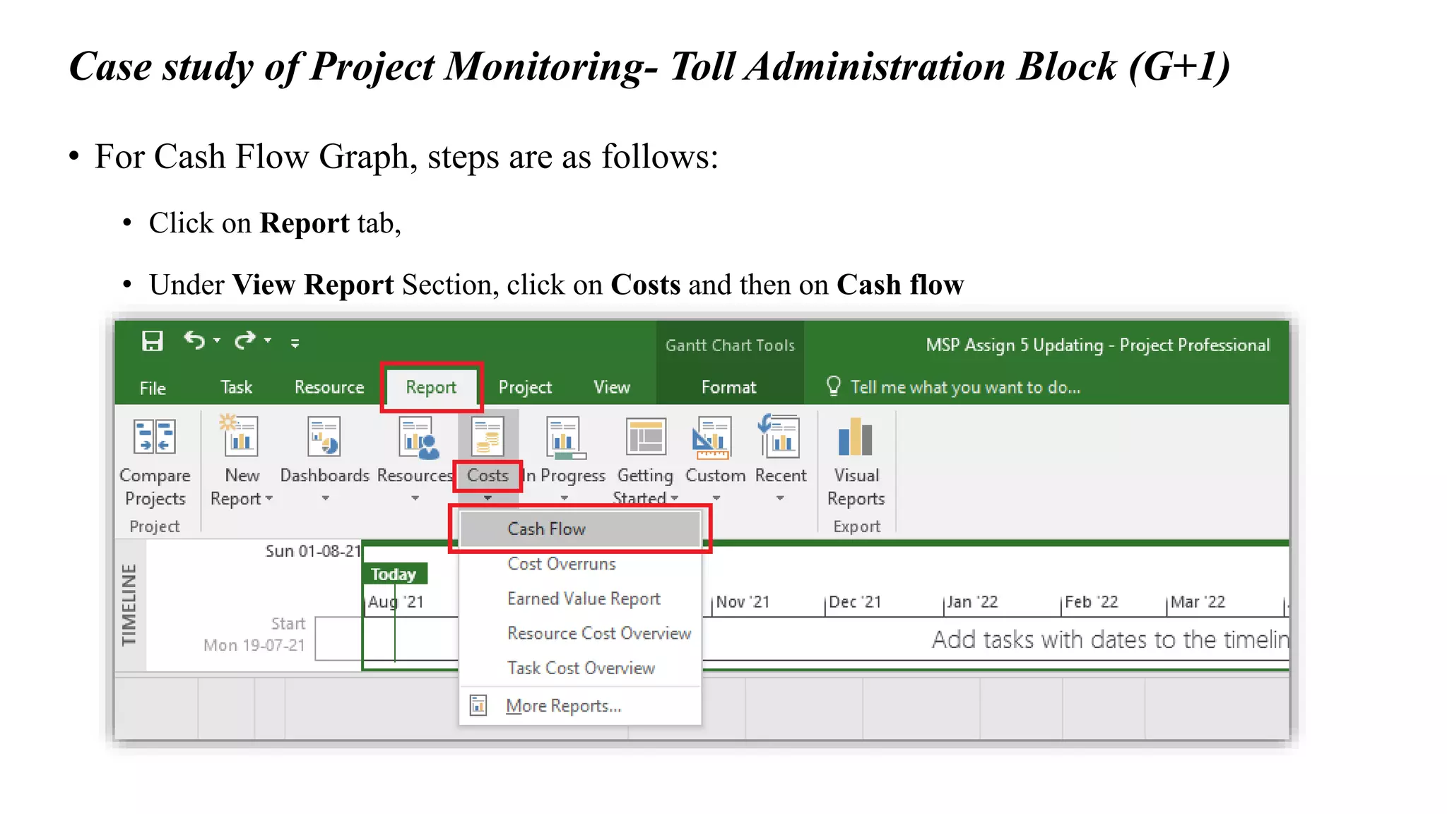 Cash flow report using ms project | PPTX