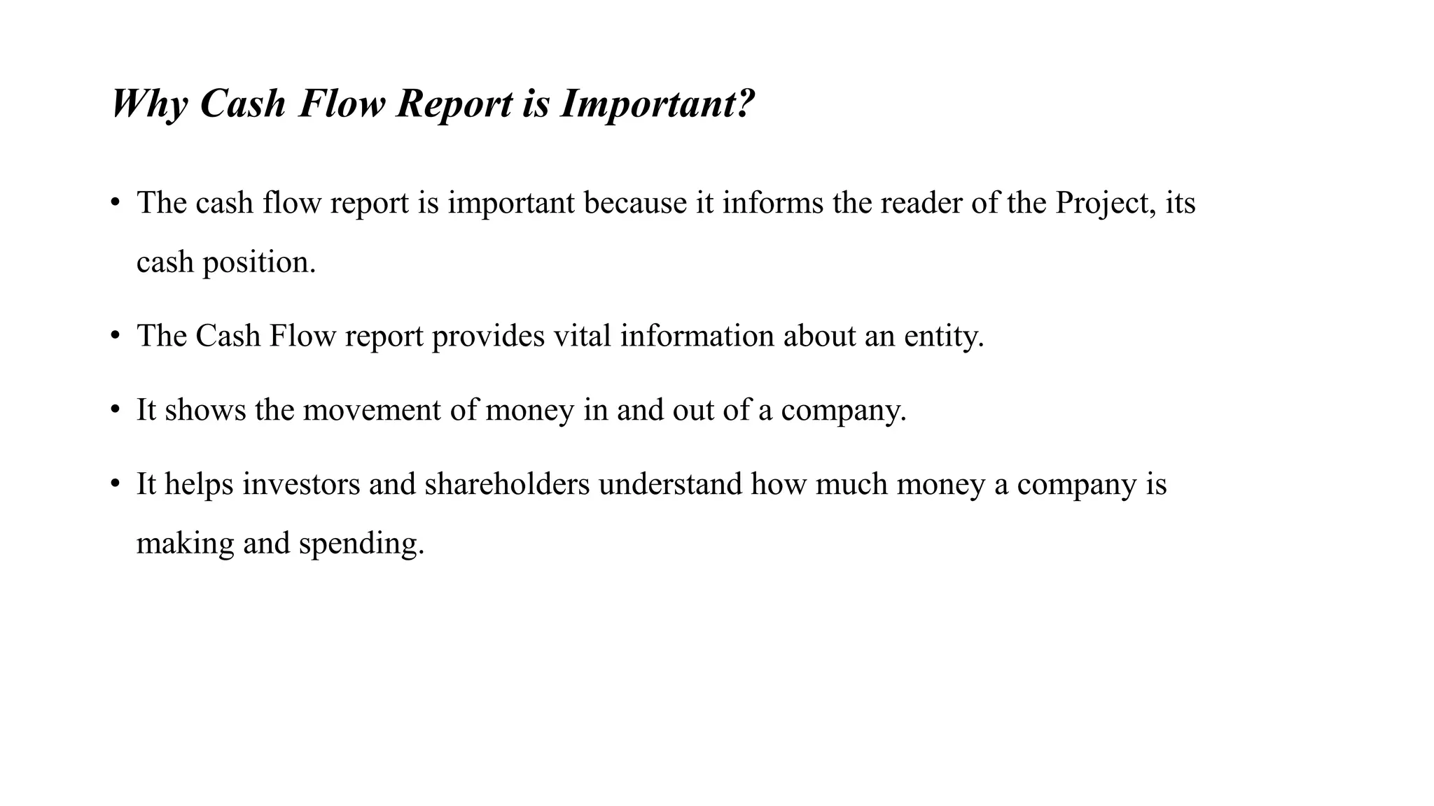 Cash flow report using ms project | PPTX