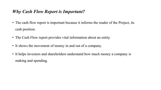 Cash flow report using ms project | PPTX