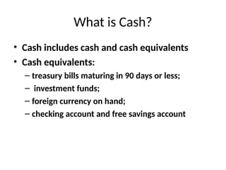 Cash flow statement in project and uses. | PPT