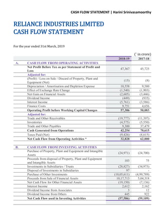 Cash flow statement yef | PDF | Stocks and Bonds | Personal Investing