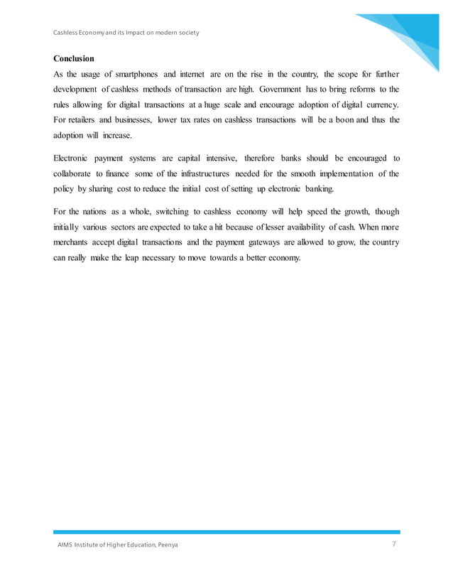 Cashless Economy and its Impact on Modern Society. | PDF
