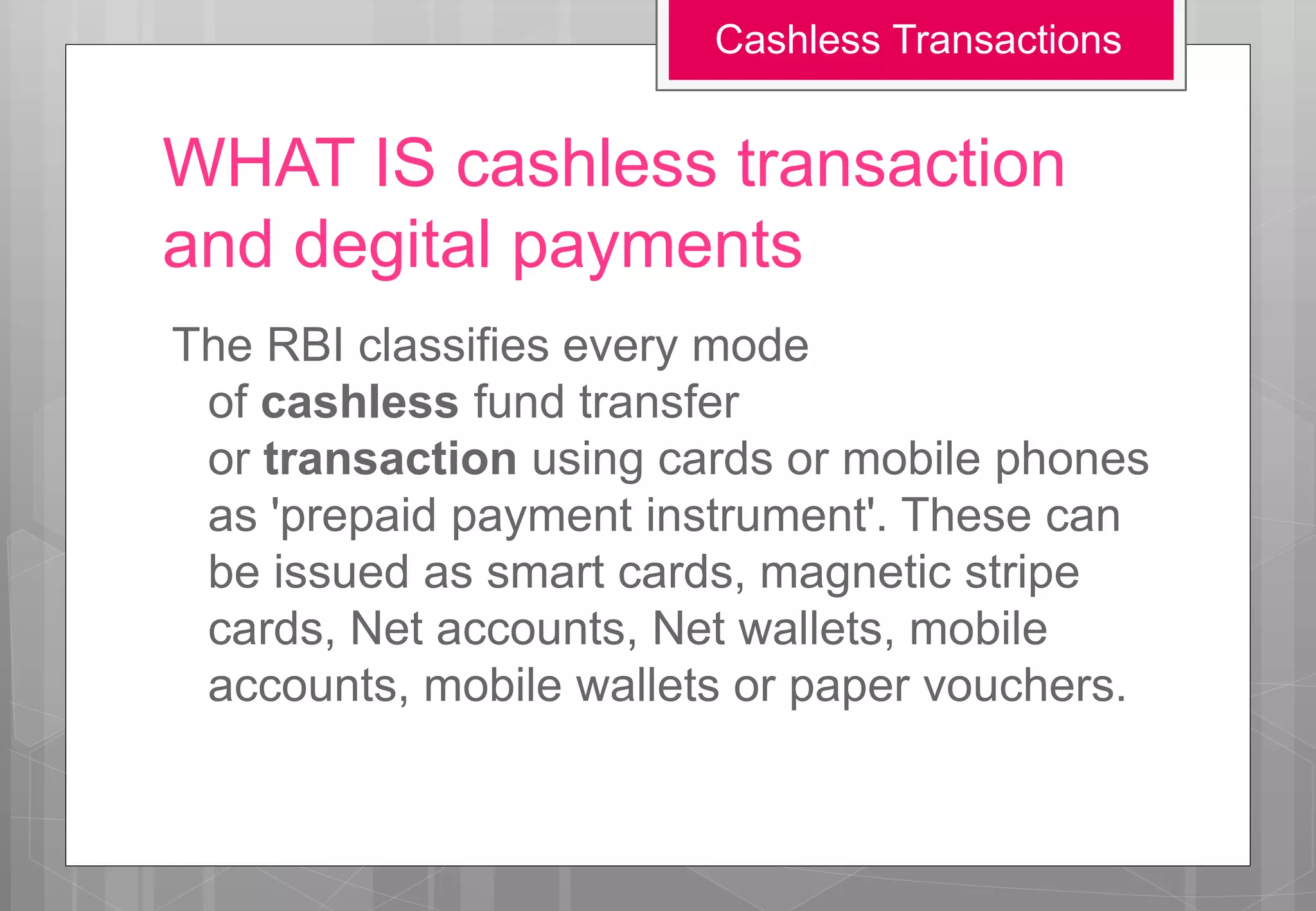 CASHLESS TRANSACTION -DIGITAL INDIA | PPT