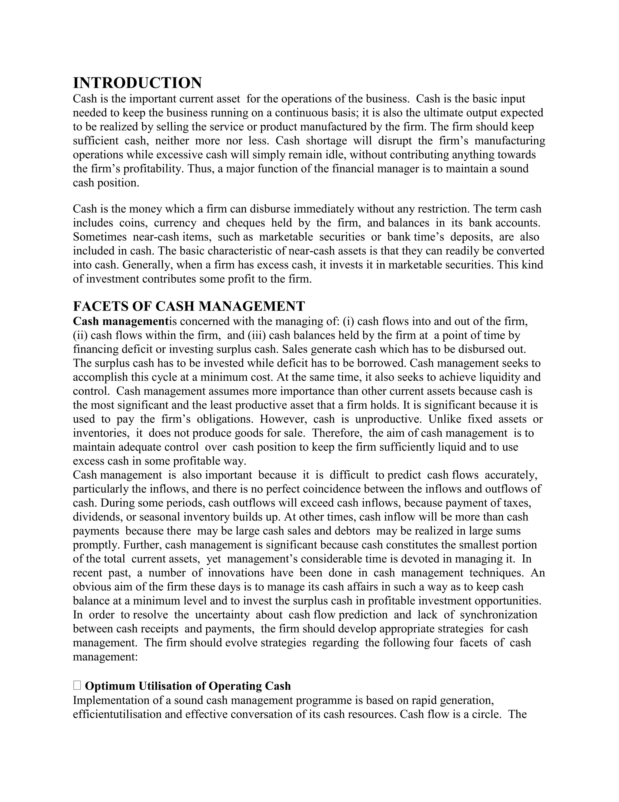 Cash management | DOCX