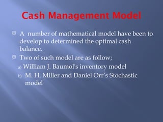 cash management and its benefits and types | PPTX
