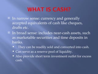 cash management and its benefits and types | PPTX
