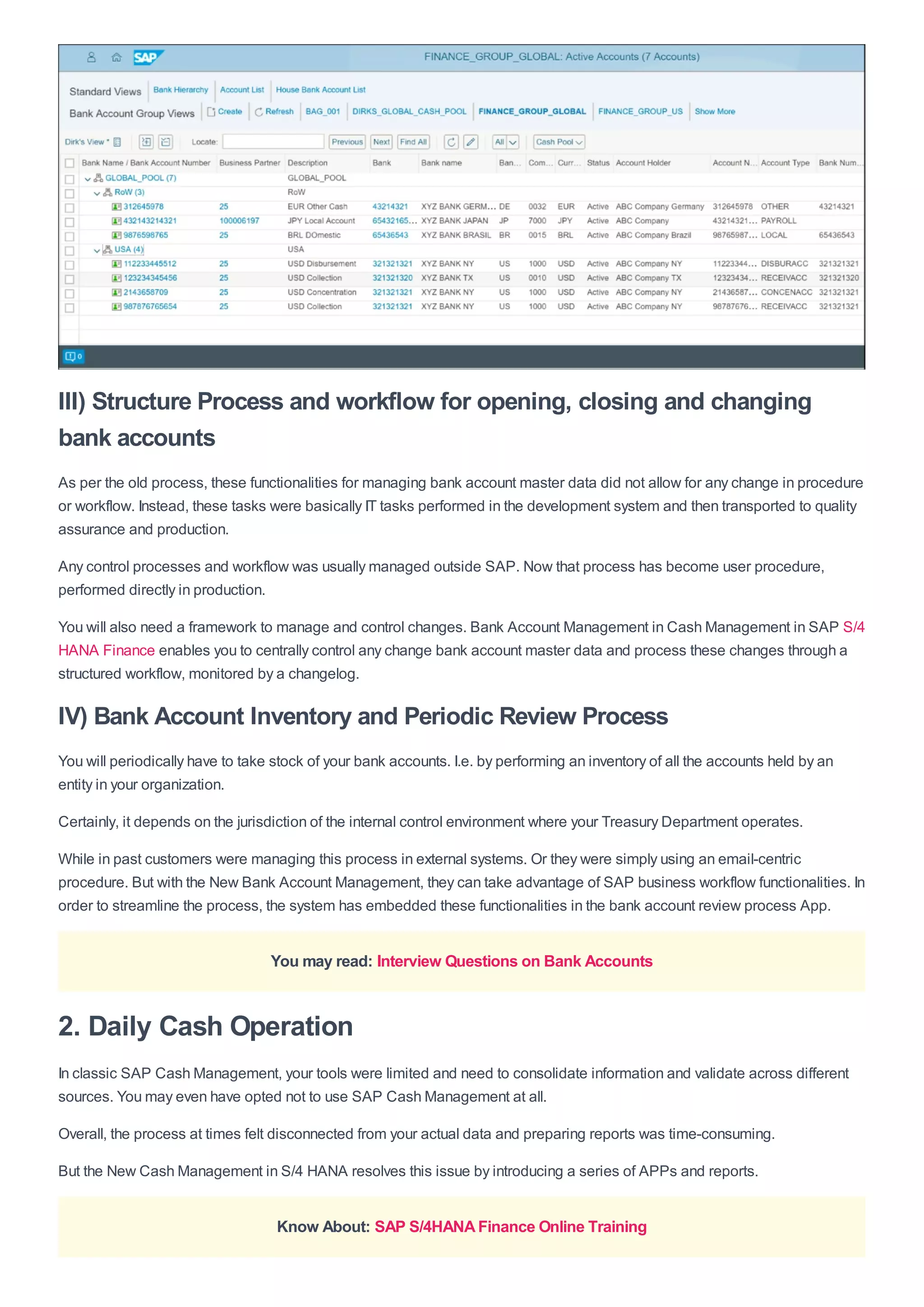 Cash Management in SAP | PDF