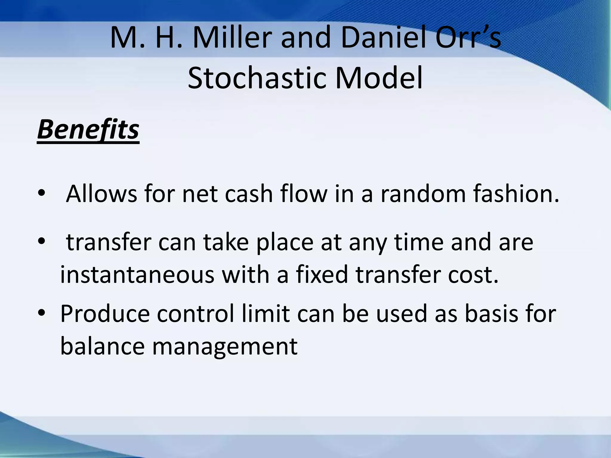 Cash management model | PPTX