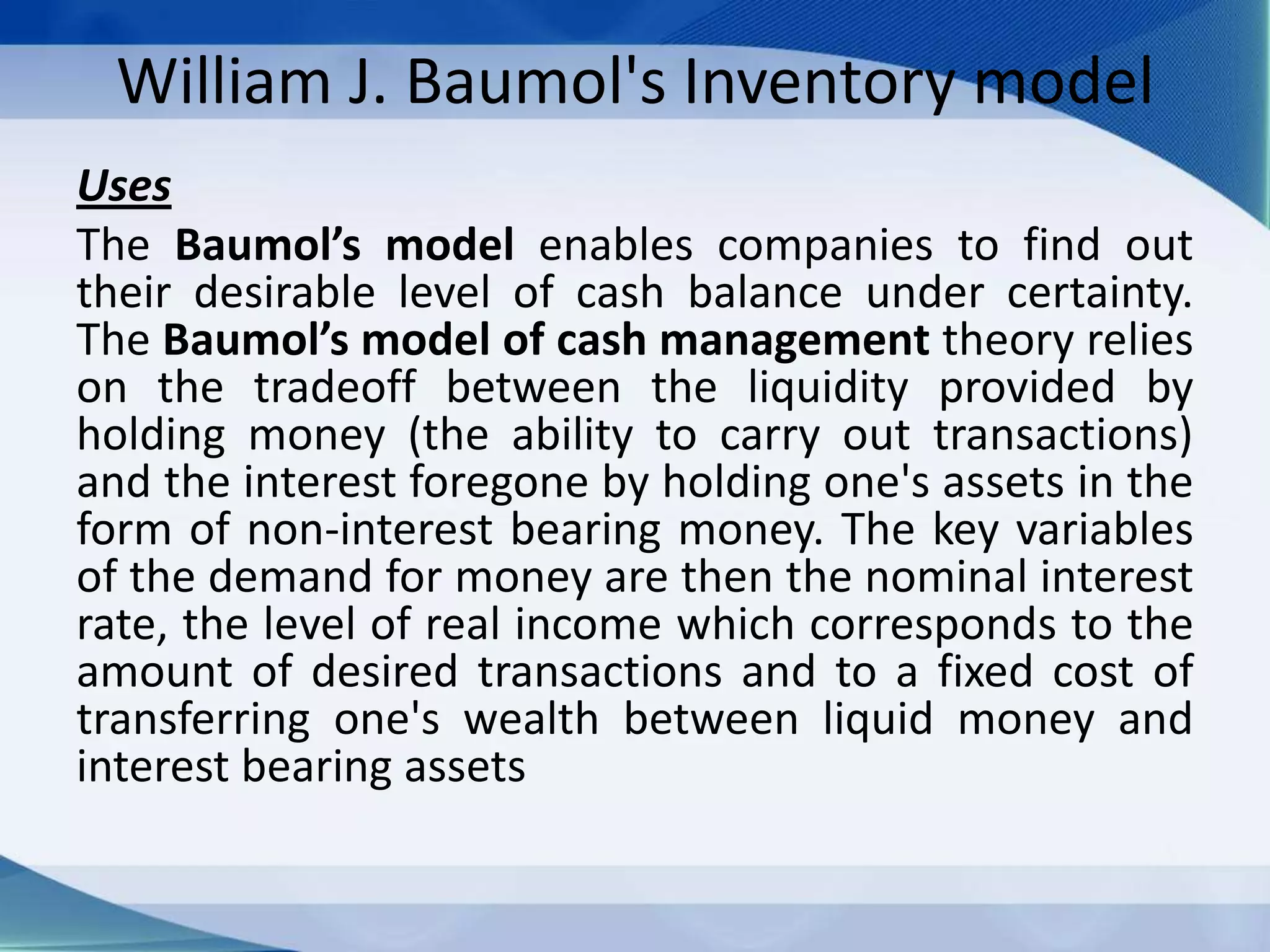 Cash management model | PPTX