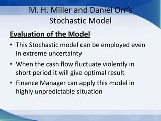 Cash management model | PPTX