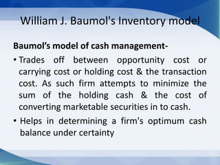 Cash management model | PPTX