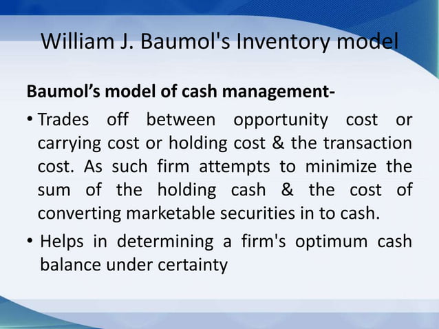 Cash management model | PPTX | Business Accounting & Finance | Business