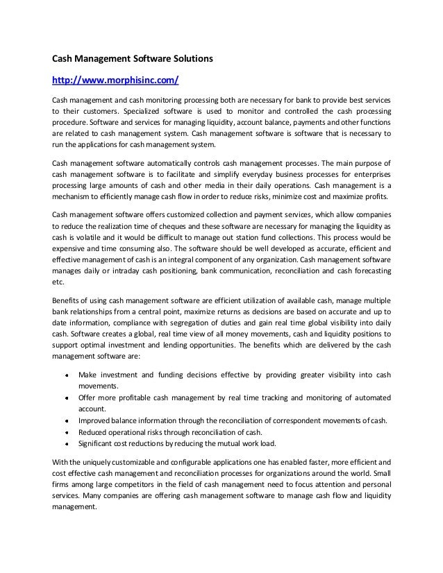 Cash management software solutions