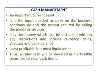 Cash Management | PPTX