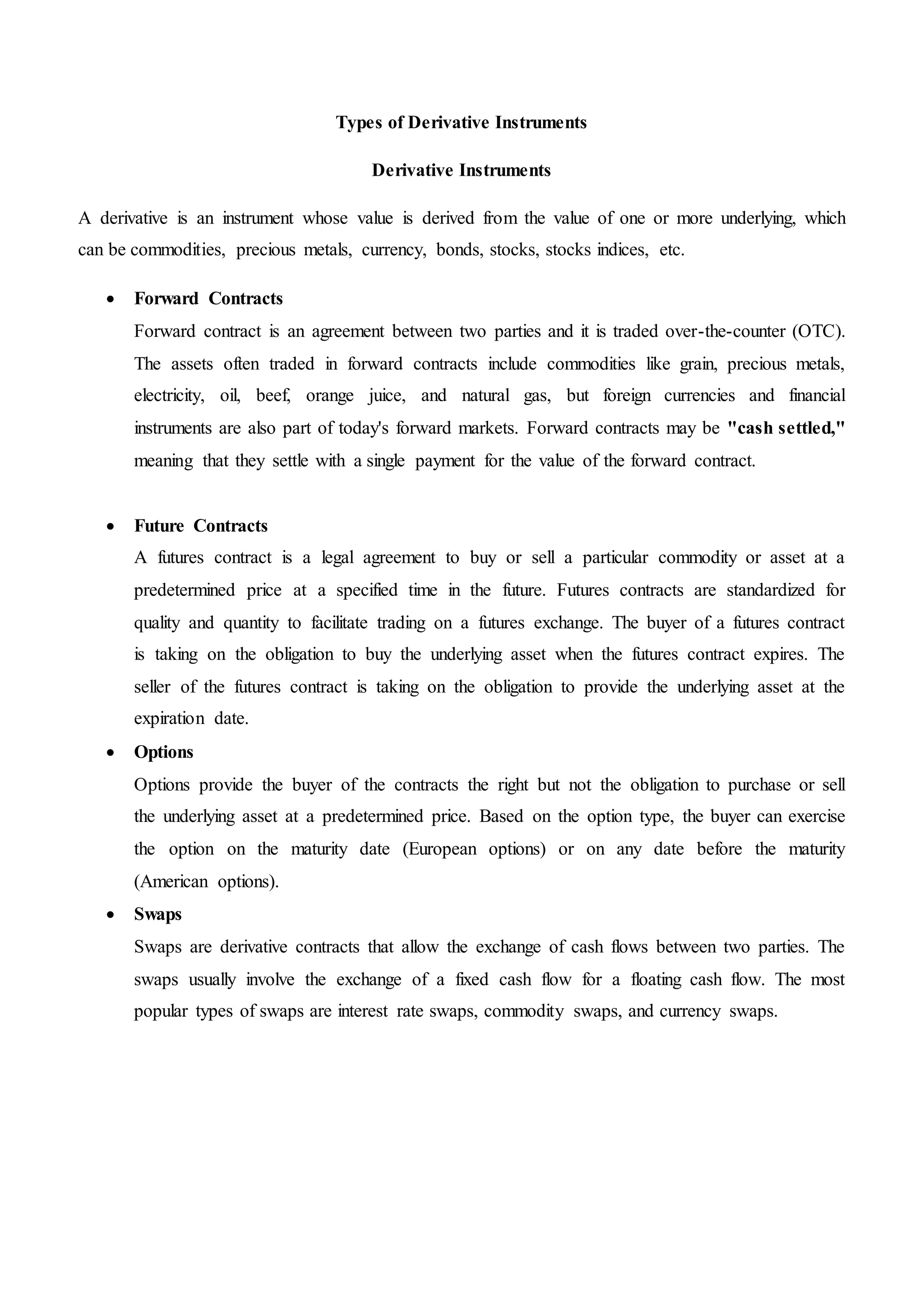 DIFFERENCE BETWEEN CASH MARKET AND DERIVATIVES MARKET | DOCX