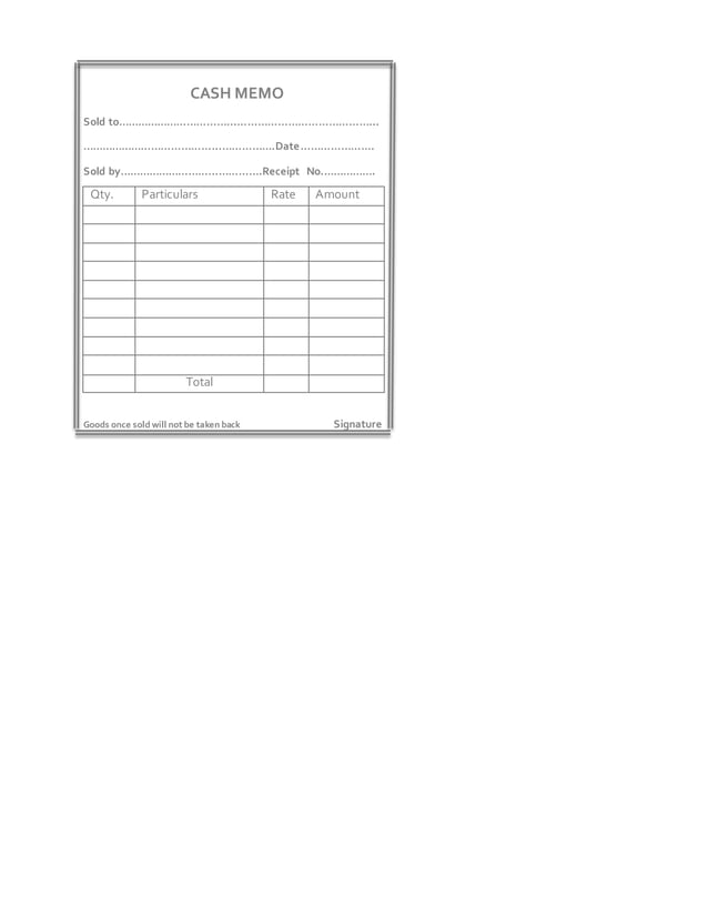 Cash memo | DOCX