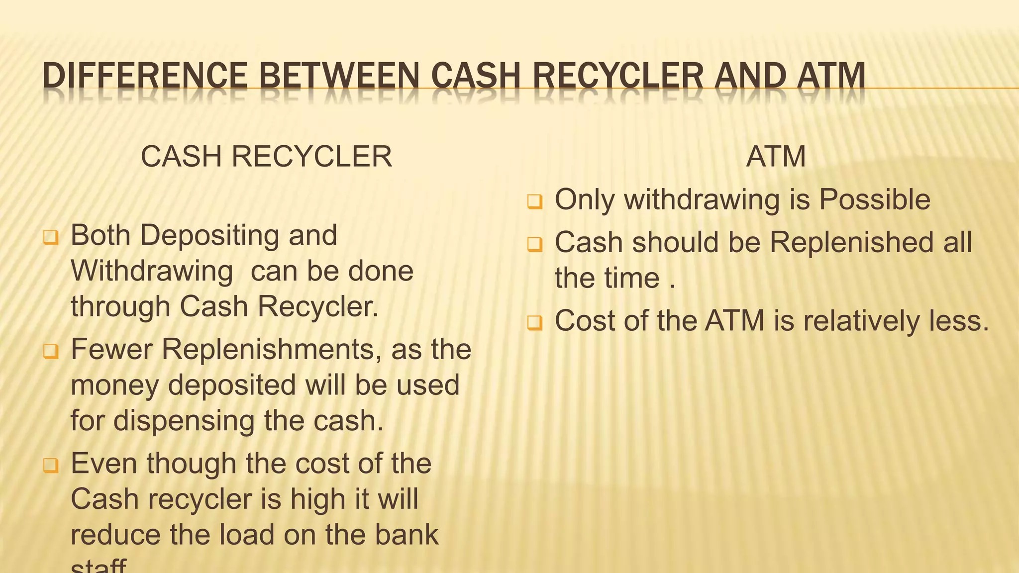 Cash recycler machine and atm | PPTX