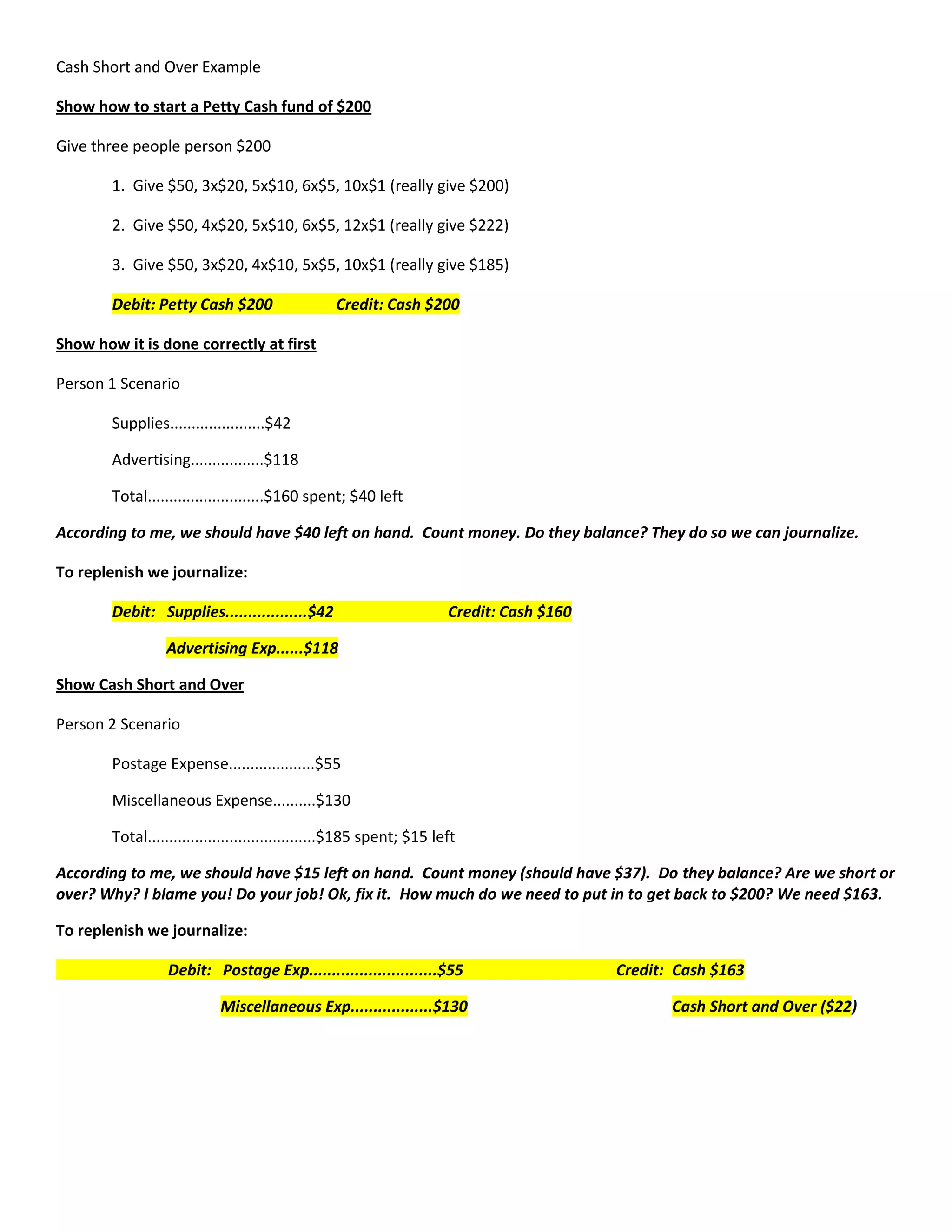 Cash short and over example | DOCX