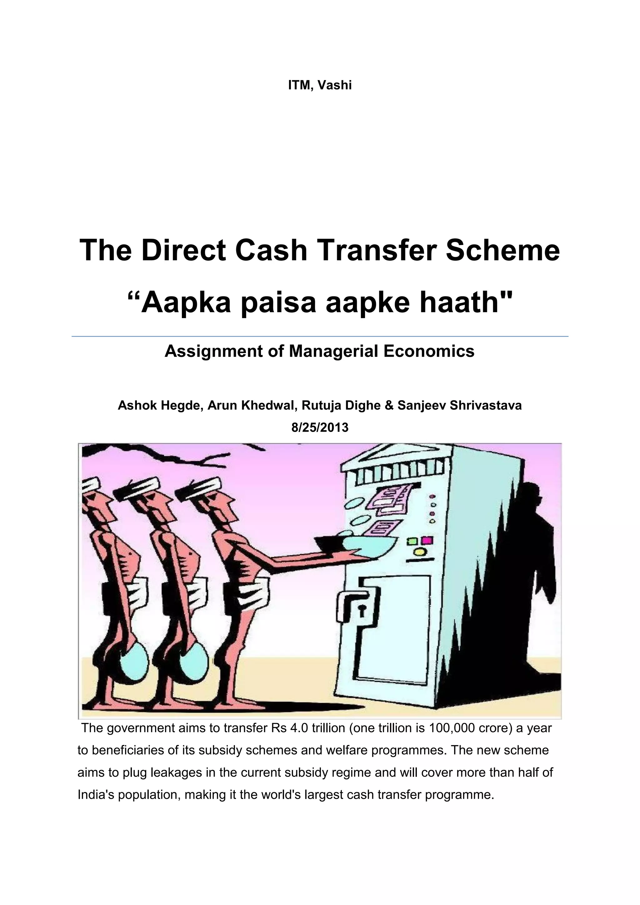 Direct Cash Transfer Scheme India | PDF | Business | Business and Finance