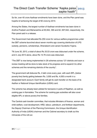 Direct Cash Transfer Scheme India | PDF | Business | Business and Finance