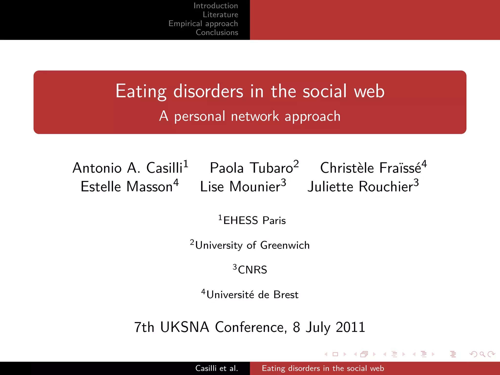 Eating disorders in the social web - A personal network approach | PPT