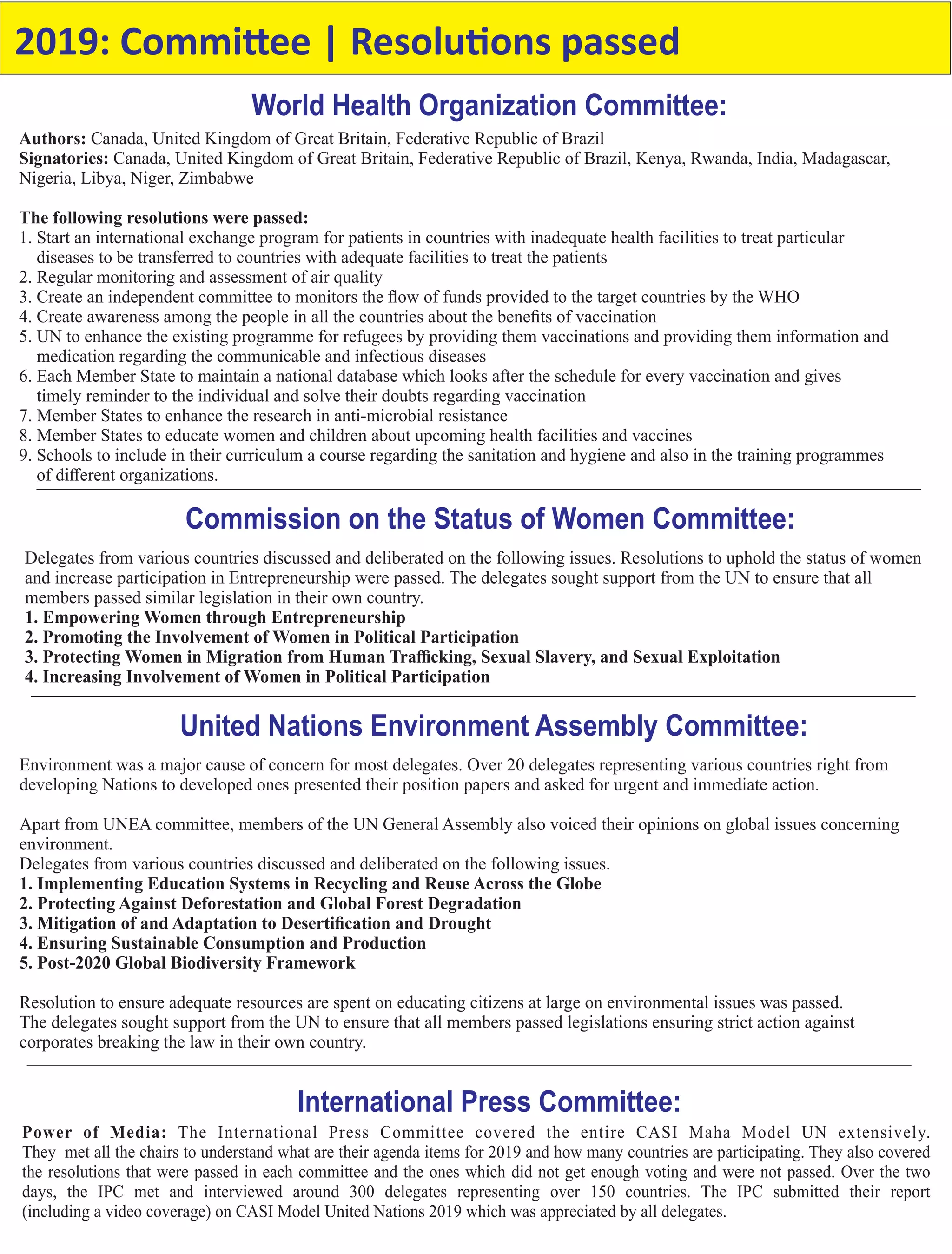 CASI MAHA Model United Nations Magazine | PDF