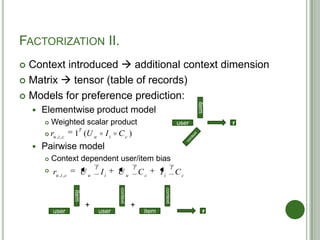 Context-aware similarities within the factorization framework - presented at CARR 2013 | PPT