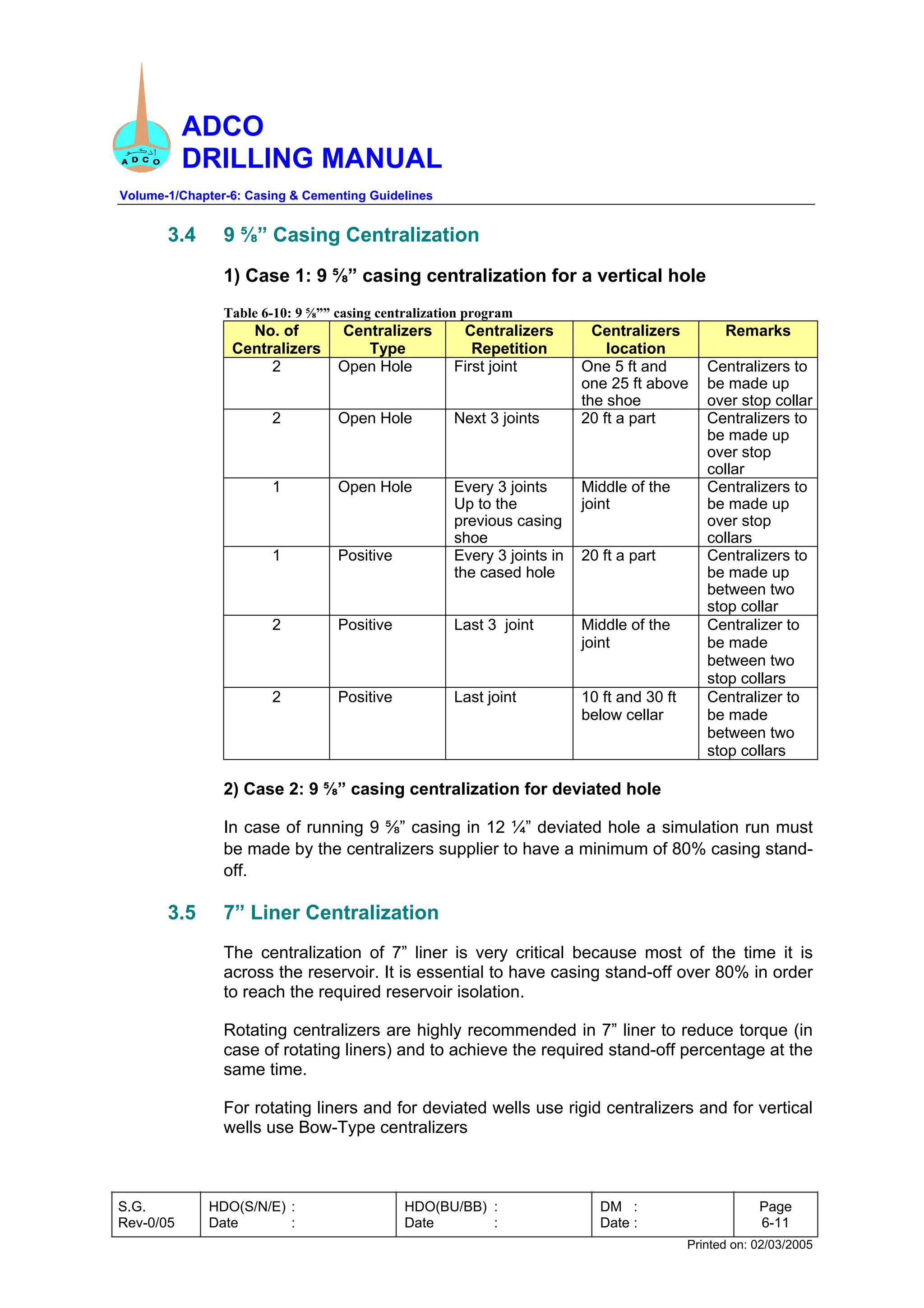 casing and cementing _ ADCO drilling manual | PDF