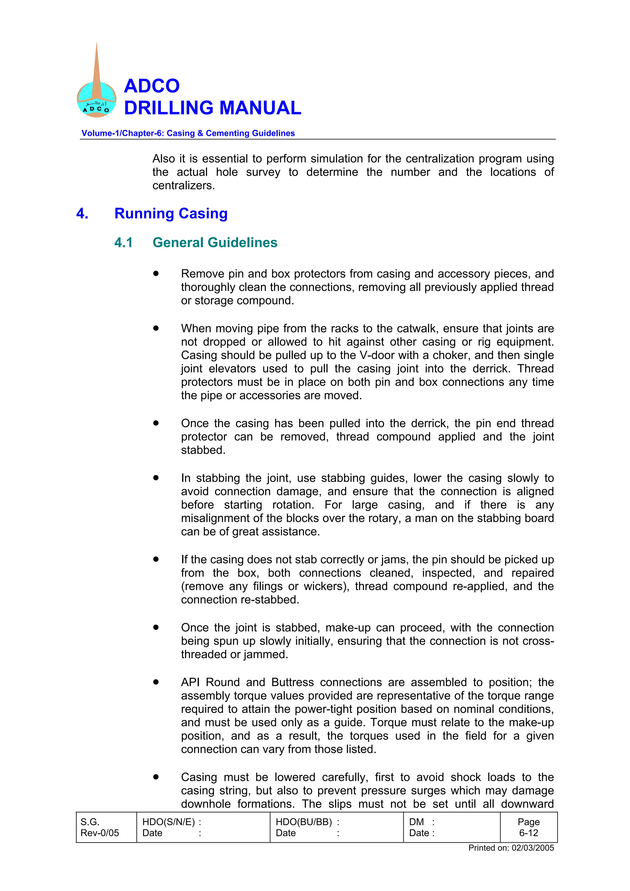 casing and cementing _ ADCO drilling manual | PDF