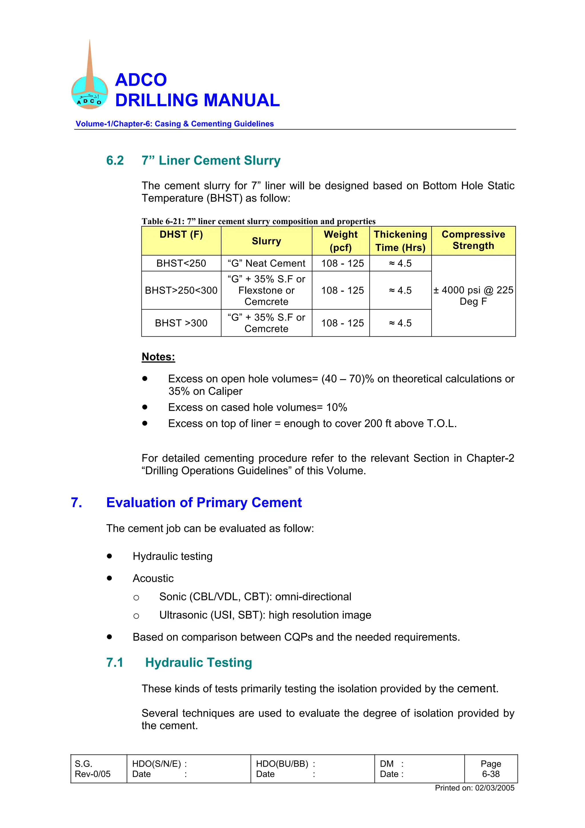 casing and cementing _ ADCO drilling manual | PDF